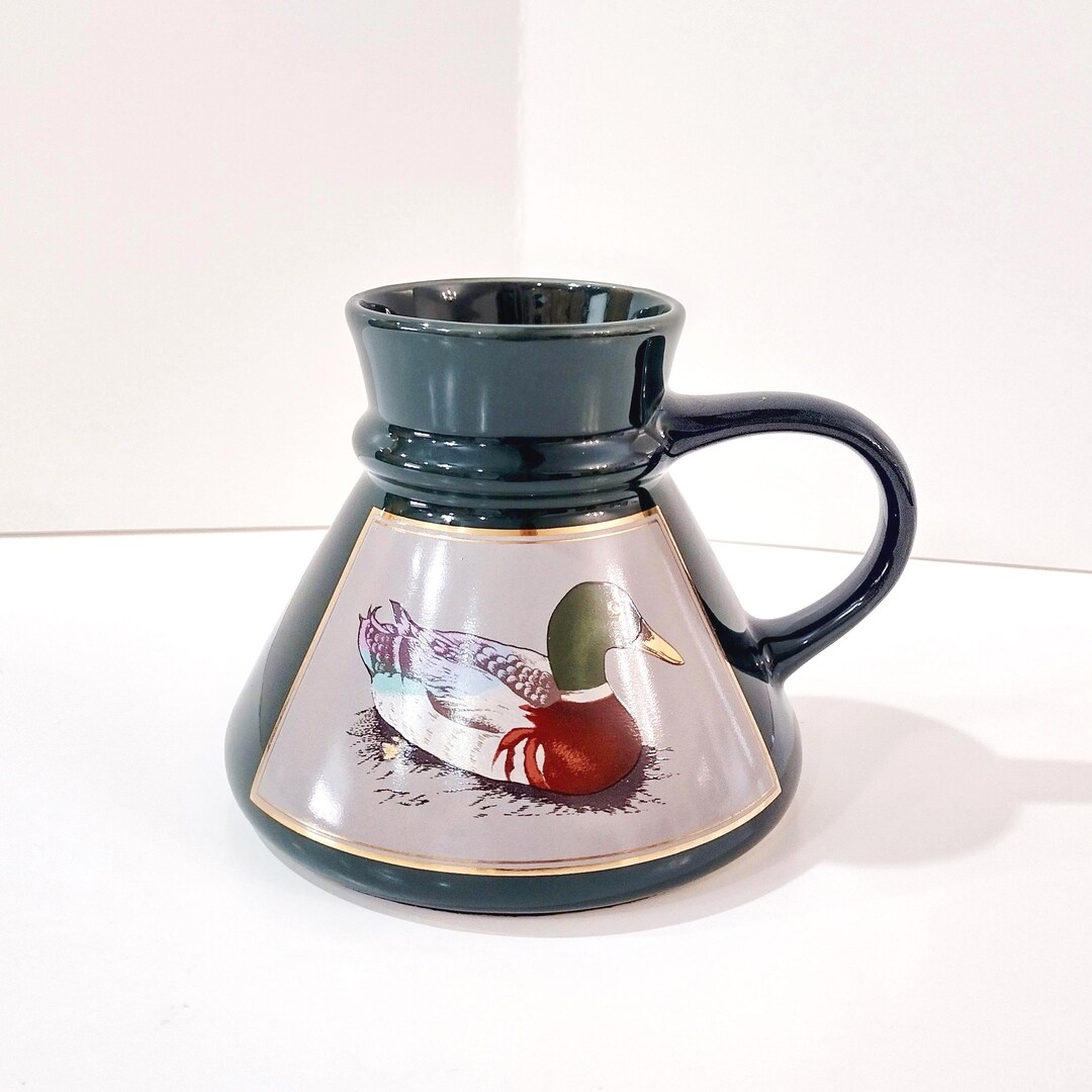 Vintage Mallard Duck Pyramid Coffee Tea Mug, Wide Base 16 Ounce Green ...