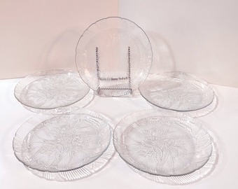 Vintage Arcoroc Crocus Plates Set, Arcoroc Clear Glass Canterbury ...