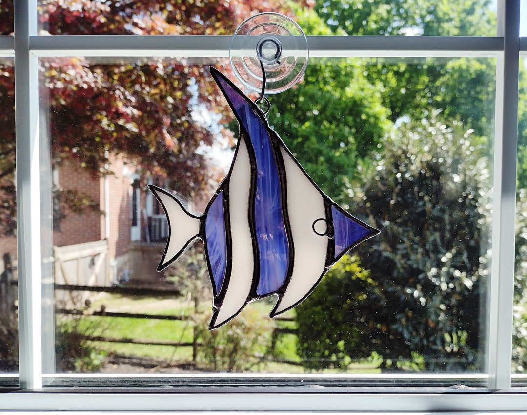 Stained Glass Fish Suncatcher, Angel Fish, Tropical Fish Ornament ...