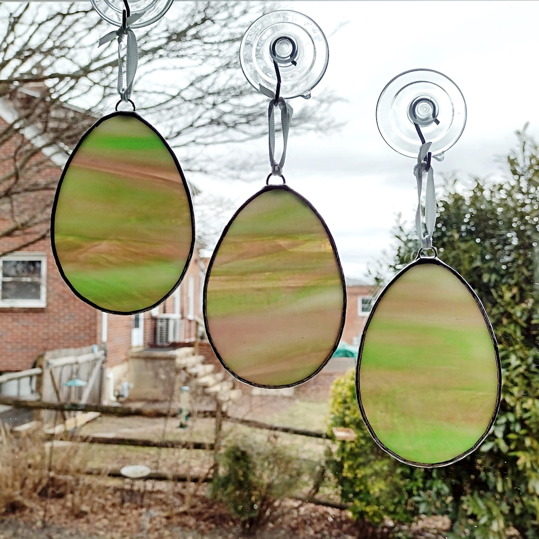 Stained Glass Easter Egg Suncatchers, Set of Three, Easter Decoration ...