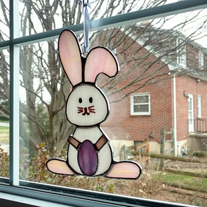 Easter Bunny Stained Glass Suncatcher, Easter Decoration, Easter Egg ...