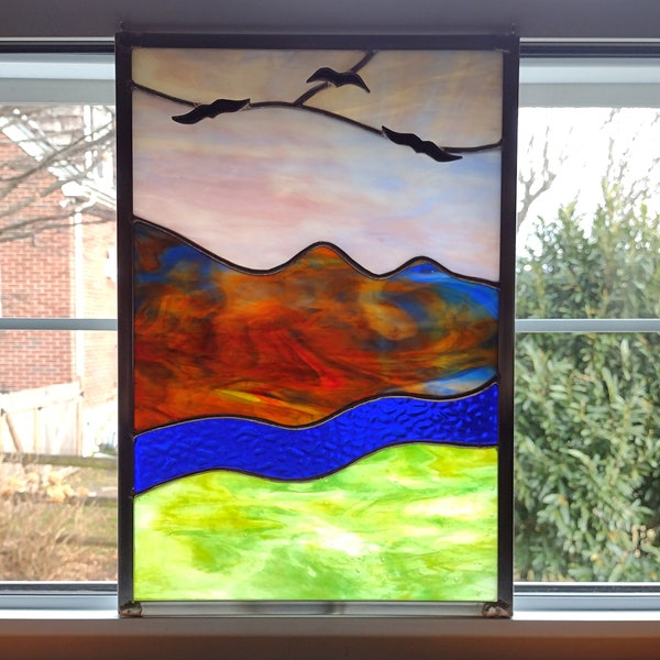 River Scene Stained Glass - Etsy