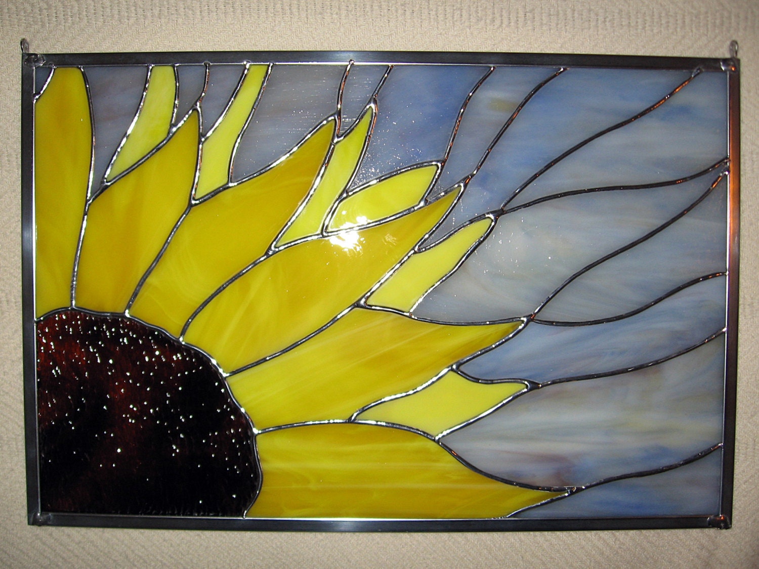 Sunflower Stained Glass Window Panel Stained Glass Flower Etsy