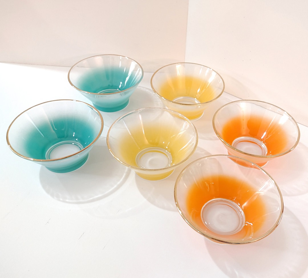 Vintage Gold Rimmed Blendo Glass Dip Salad Bowls, Sets of TWO in ...