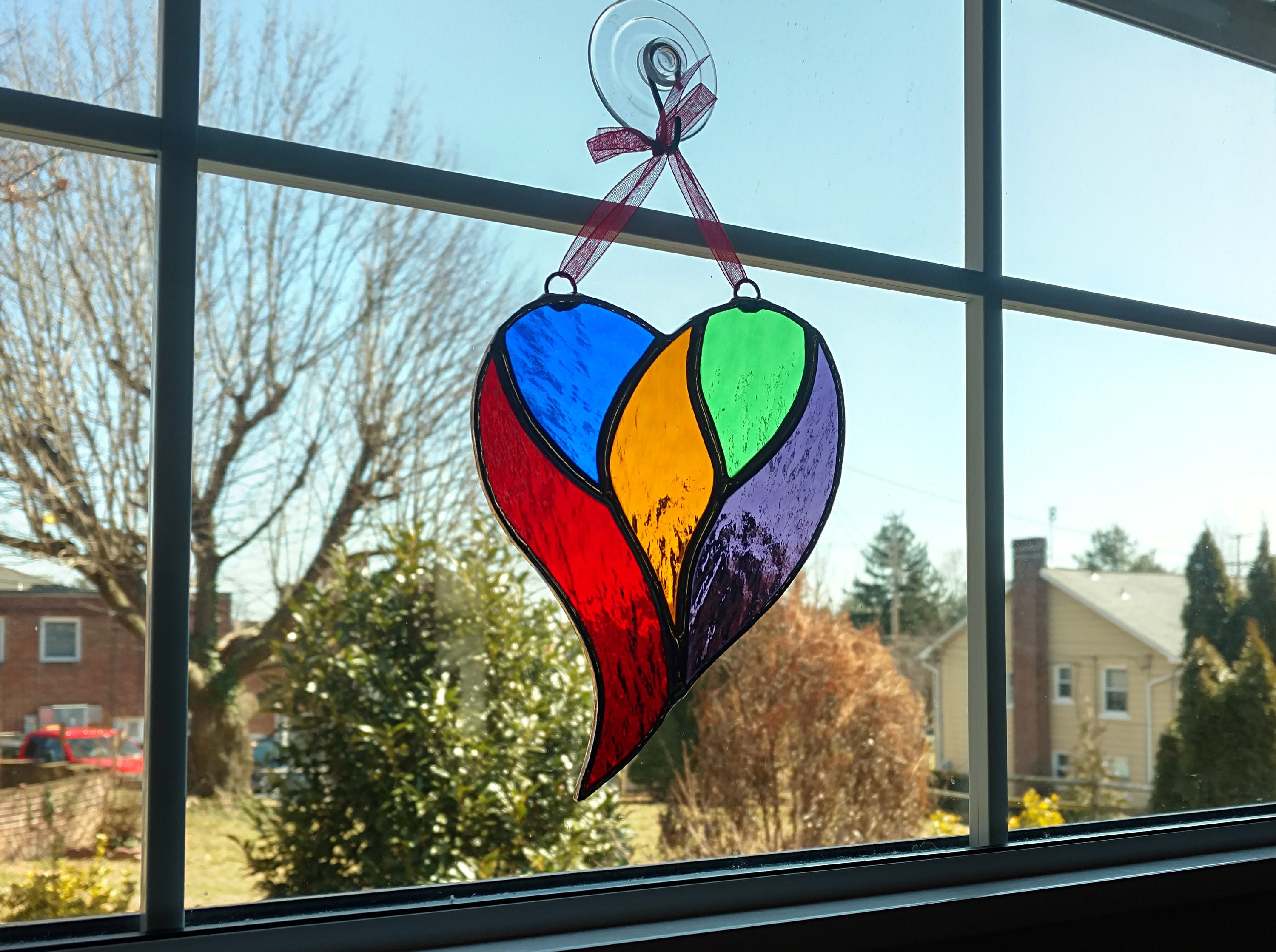 Stained Glass Heart Suncatcher Rainbow Heart Valentines Day - Etsy