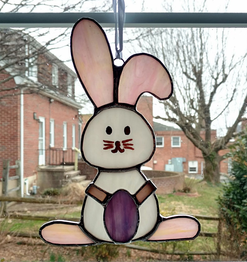 Easter Bunny Stained Glass Suncatcher Easter Decoration | Etsy