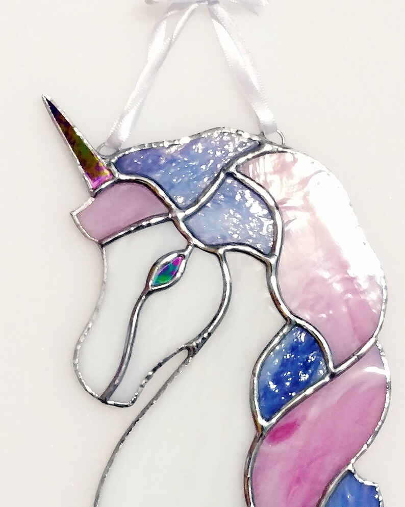 Stained Glass Unicorn Suncatcher Unicorn Decoration Pink | Etsy
