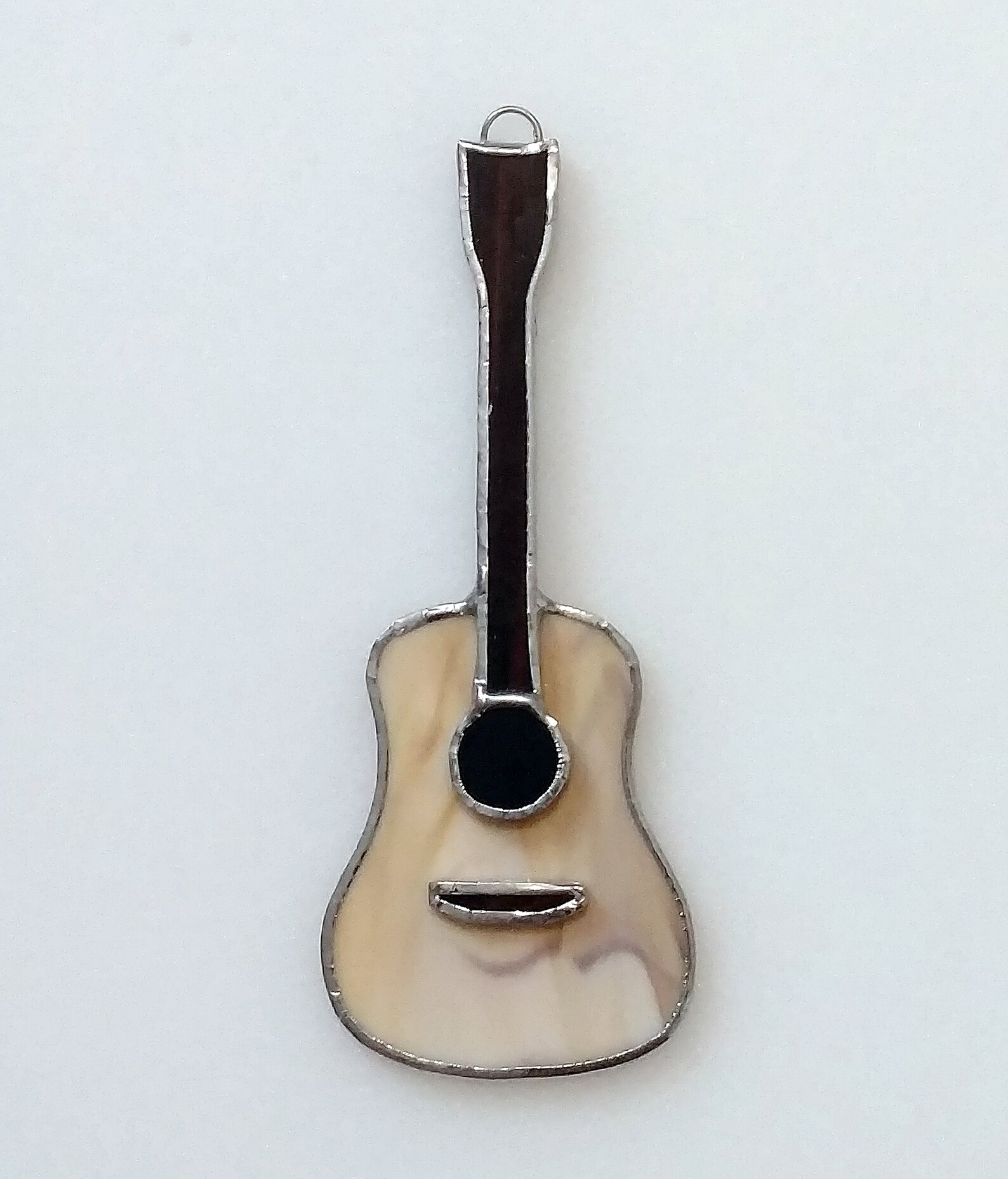 Stained Glass Guitar Suncatcher, Acoustic Guitar Tree Ornament, Music ...