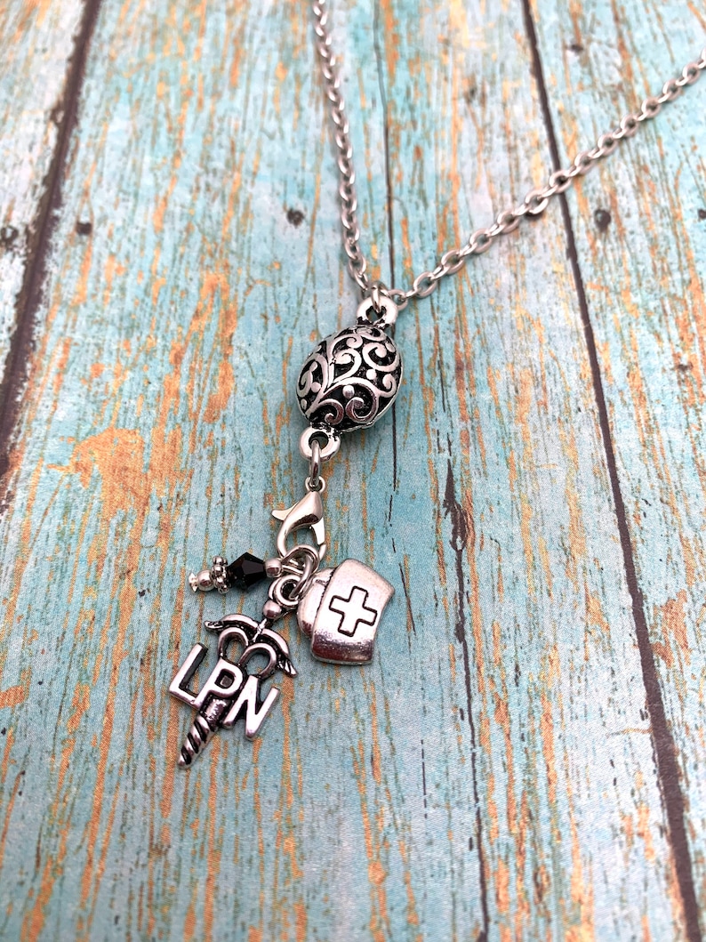 Licensed Practical Nurse LPN Caduceus Silver Charm Necklace With ...
