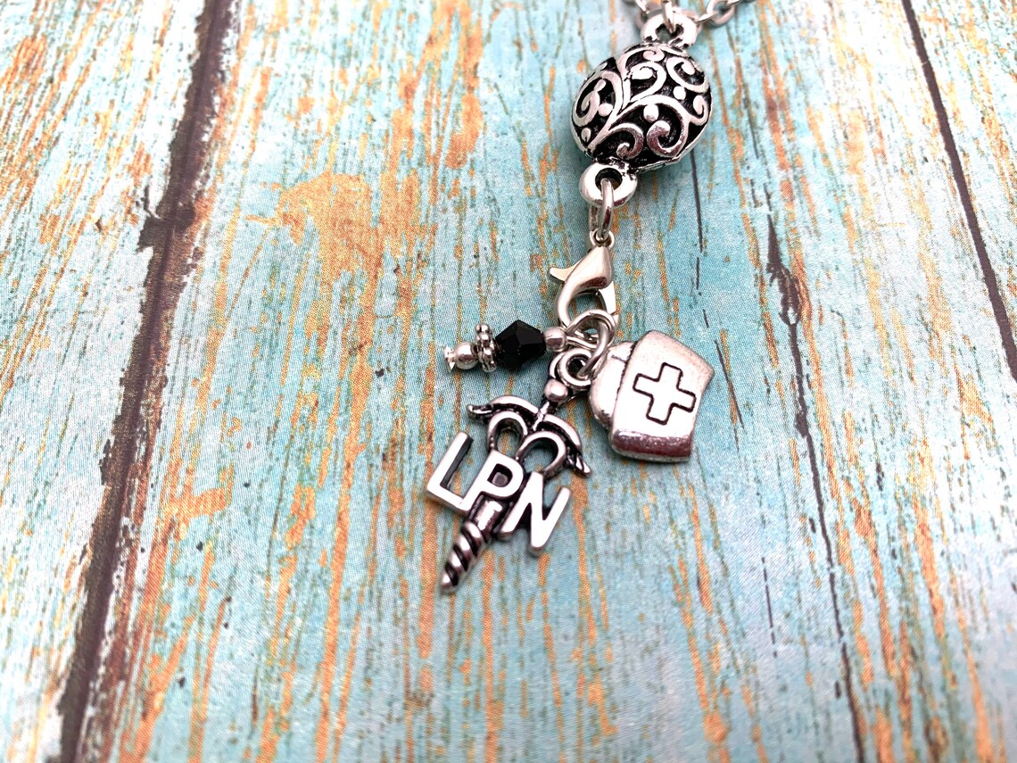 Licensed Practical Nurse LPN Caduceus Silver Charm Necklace With ...