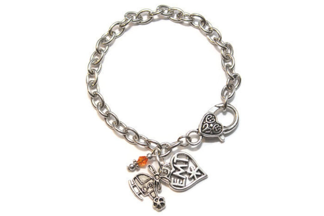 Flight EMT Emergency Medical Technician Silver Charm Bracelet With ...