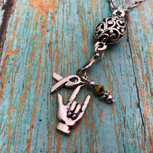 Deaf Awareness ASL Antique Silver Charm Necklace With Three Charms - Etsy