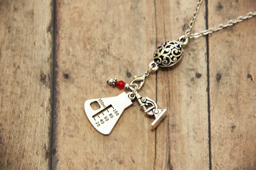 Fun Science Geek Chemistry Biology Lab Tech Beaker Silver Charm ...