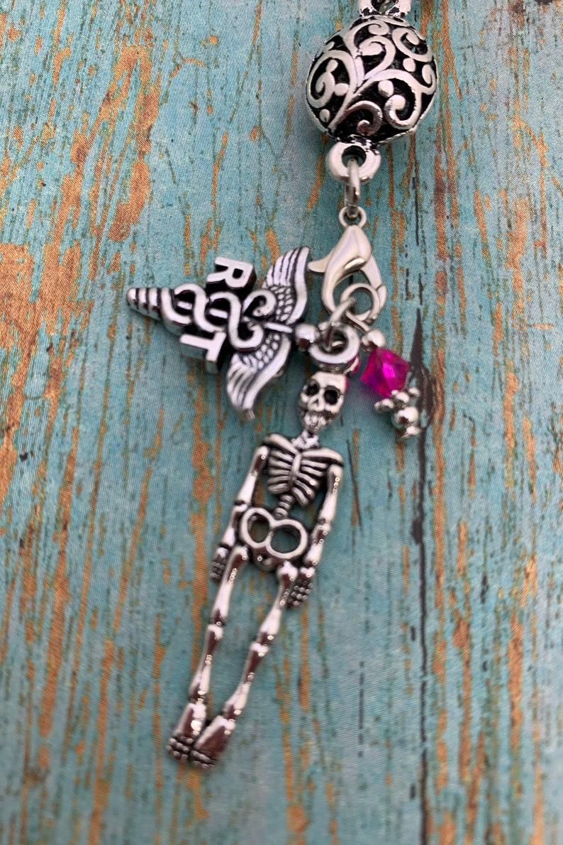 Radiology X-ray Tech Chiropractor Skeleton & Caduceus Silver Charm ...