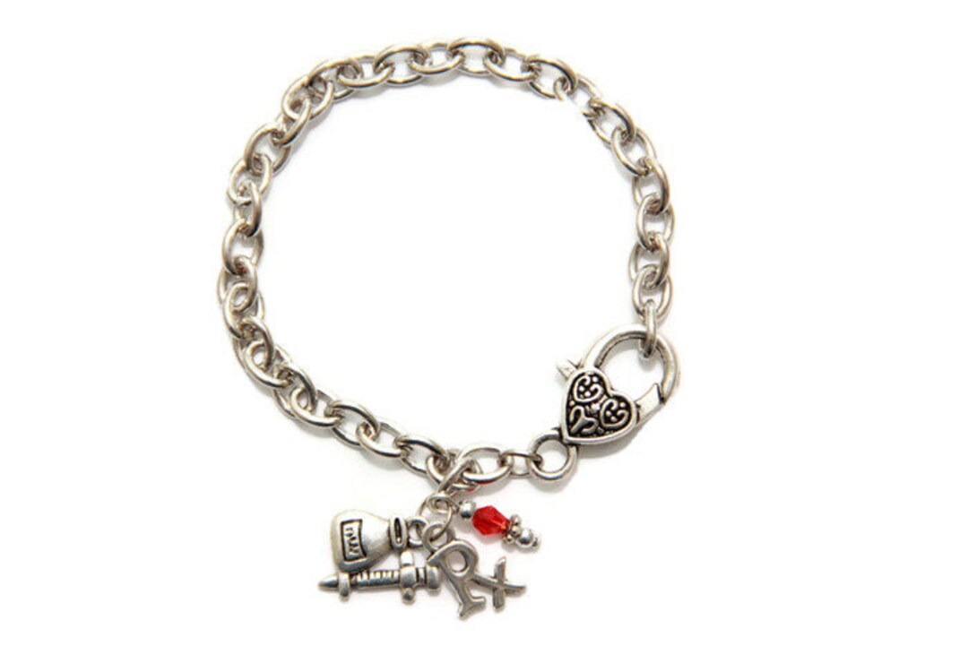 RX Pharmacist Medince Bottle Vial Syringe Charm Bracelet - Etsy