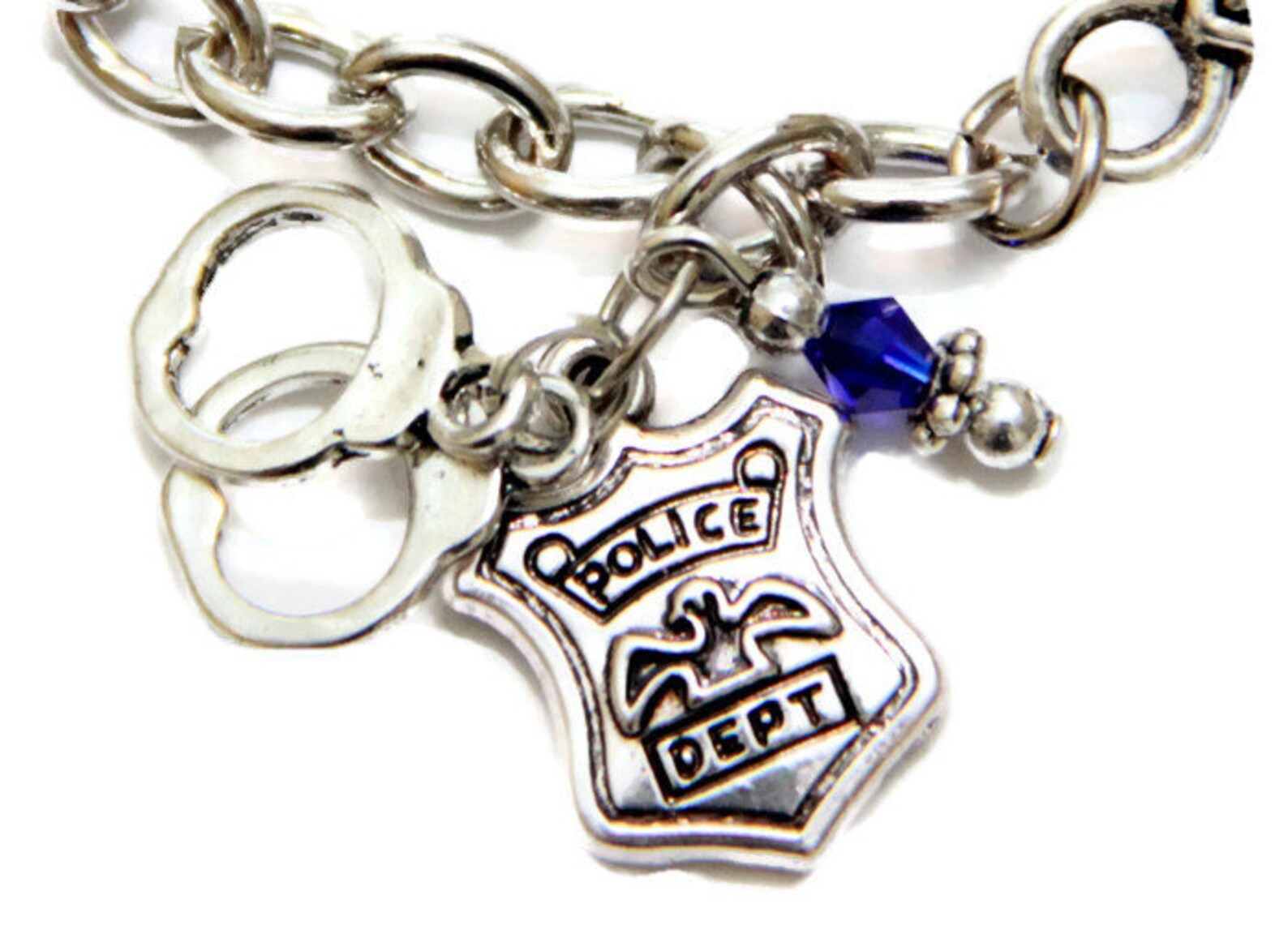 Police Officer Policeman Wife Girlfriend Mom Silver Charm Bracelet W ...