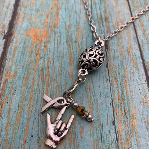 Deaf Awareness ASL Antique Silver Charm Necklace With Three Charms - Etsy