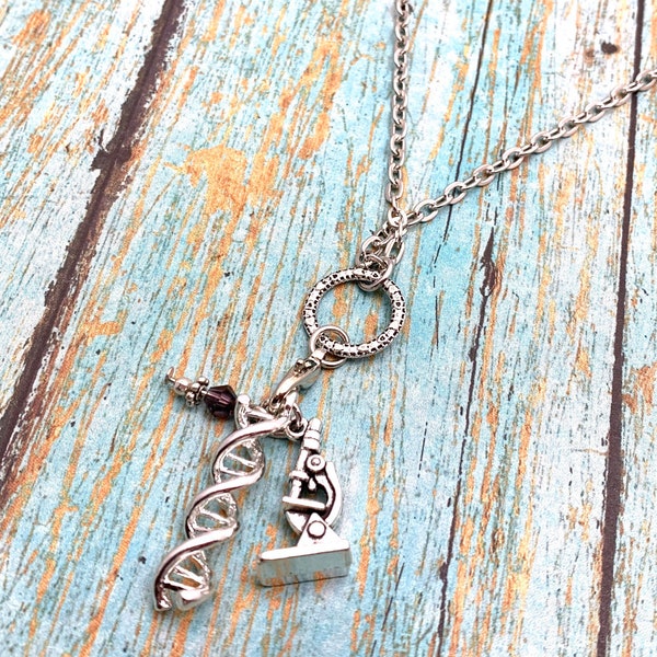Microscope and Dna Necklace - Etsy