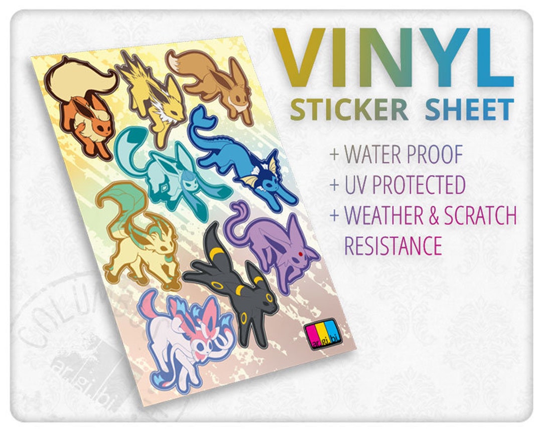 Eeveelutions Vinyl Sticker Set - Laptop Stickers - Water Bottle ...