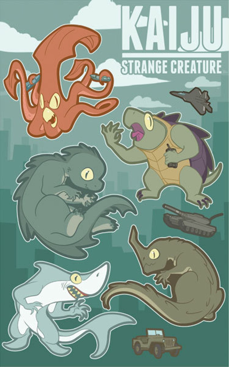 Kaiju Vinyl Sticker Set - Etsy