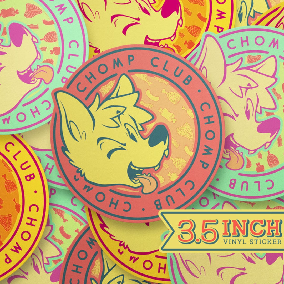 Chomp Club Wolf Vinyl Sticker - Etsy