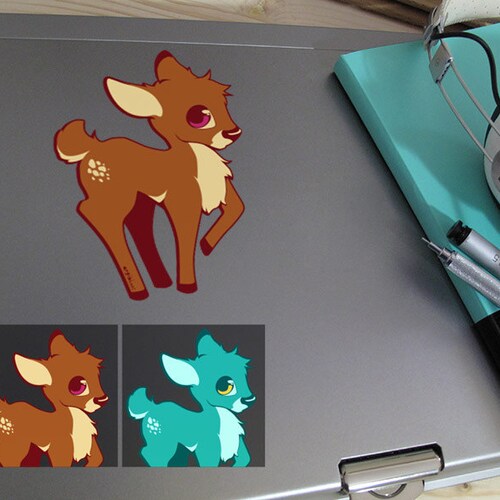 Baby Deer Sticker Watercolor Vinyl Sleeping Fawn Sticker | Etsy