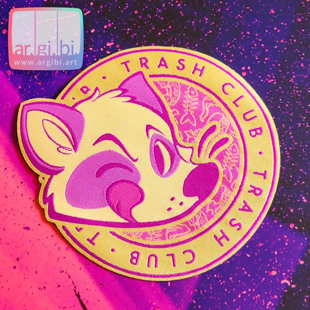 Trash Club Raccoon Woven Fabric Patch - Etsy