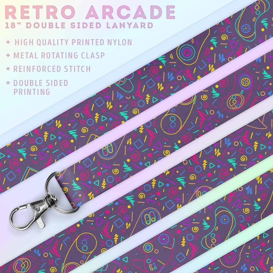 Retro Arcade Pattern Lanyard - Etsy