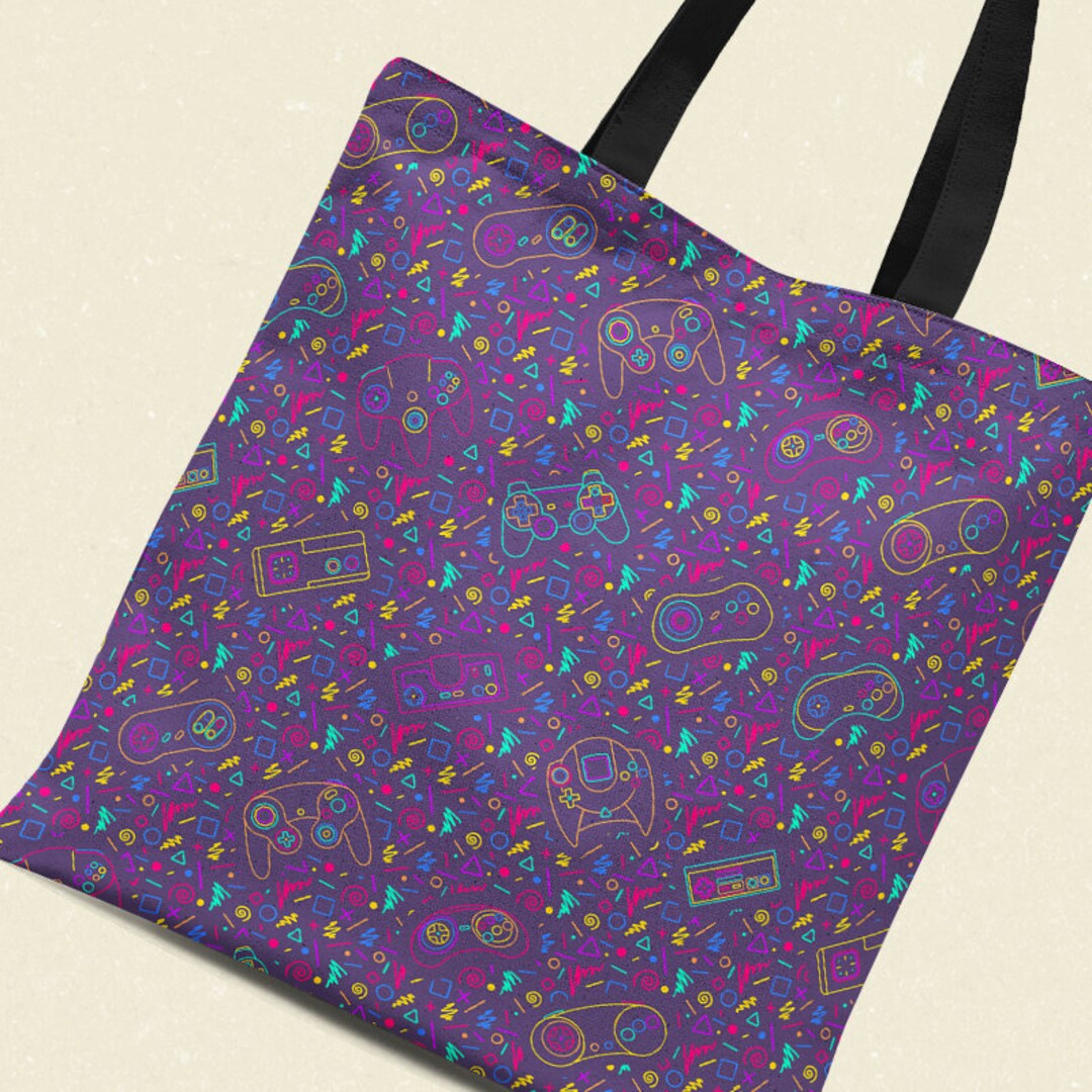 Retro Arcade Carpet Pattern - Reusable Canvas Tote Bag - Etsy