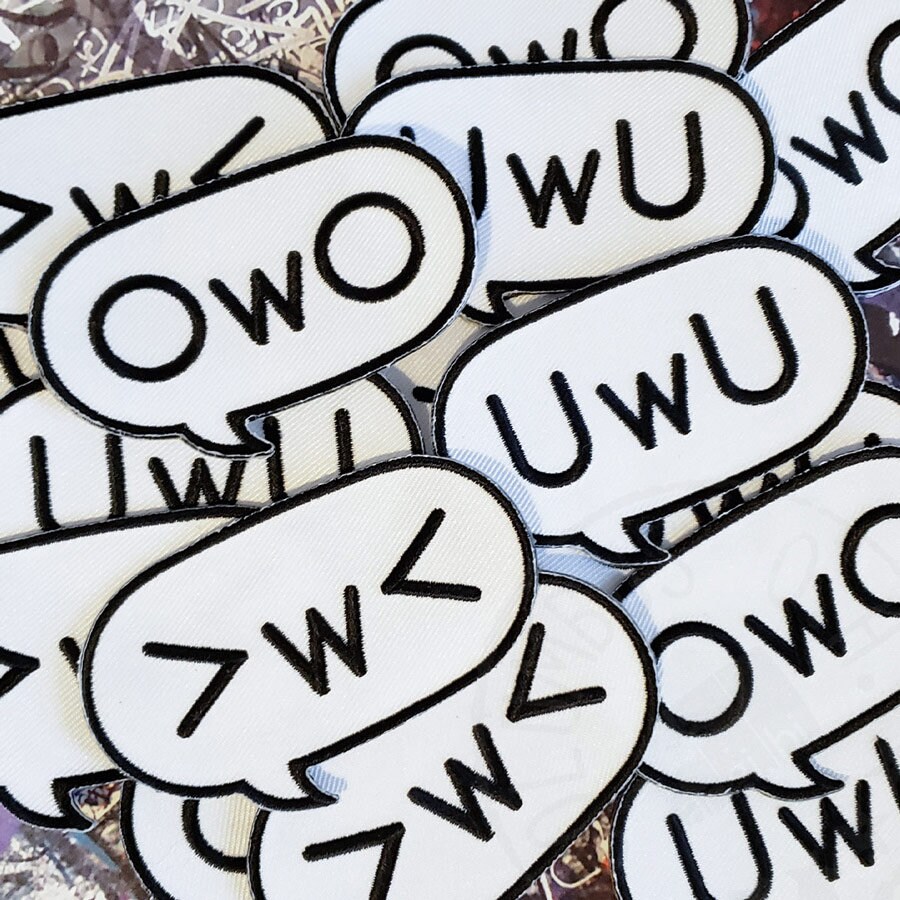 Emoticon Speech Bubble Fabric Patch - OwO | UwU | >w