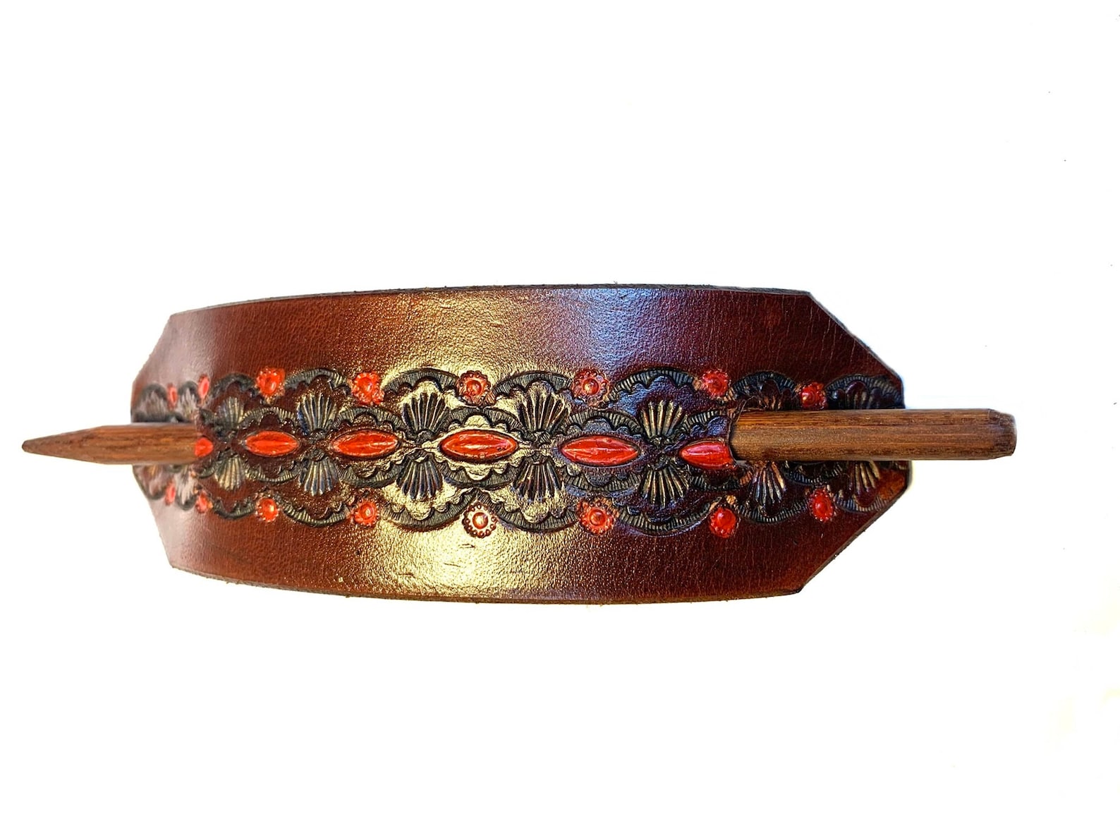 Leather Ponytail Holder With Stick–unique Clipped Corner Ponytail ...