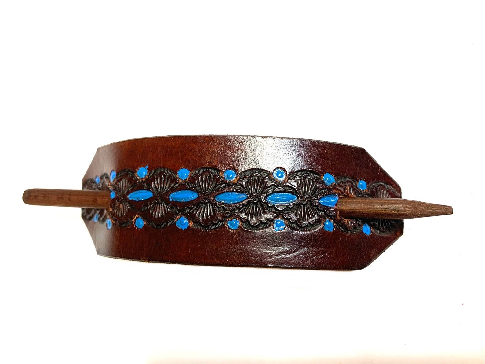 Leather Ponytail Holder With Stick–unique Clipped Corner Ponytail ...