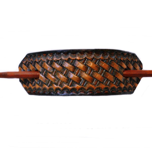 Leather Fashion Hair & Head Jewelry Sunburst Leather Stick Barrette ...