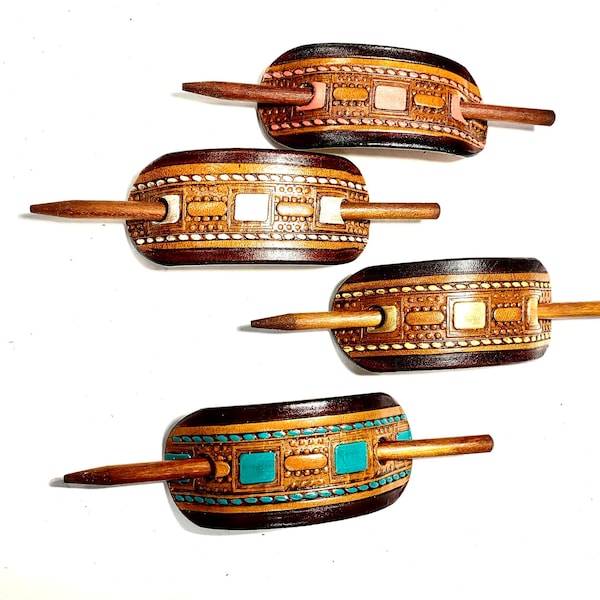 Leather Barrette - Etsy