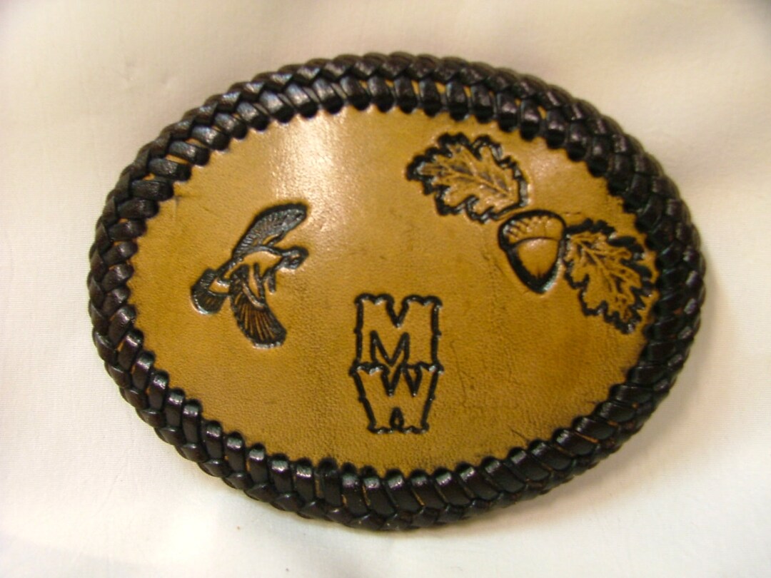 Custom Crafted Leather Belt Buckle, Hand Tooled MADE to ORDER, Hand ...