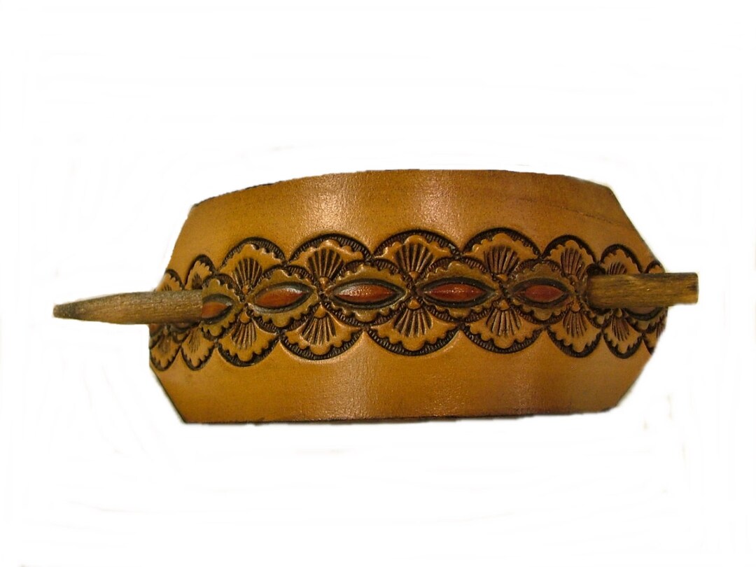 Leather Ponytail Barrette With Stick – Unique Clipped Corner Design ...