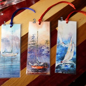 Watercolor Sailboat Bookmark, Nautical Sailing Art, Laminated Gift - Etsy