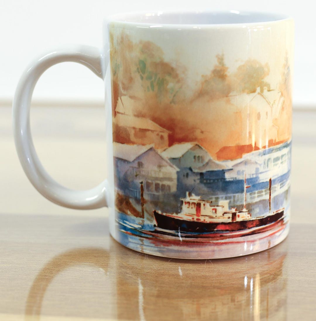 Watercolor Tugboat Mug, La Conner Washington Art - Etsy