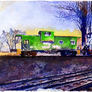 Burlington Northern Train PRINT. Train Watercolor Painting. Train Wall ...