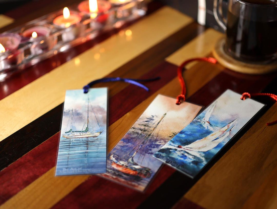 Watercolor Sailboat Bookmarks, Gift for Sailboat Lover, Nautical Gifts ...