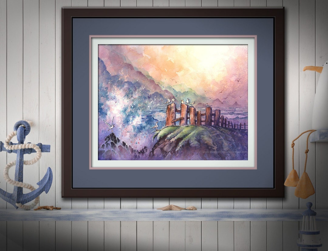 Seagull Art PRINTS, Whimsical Seagull Art, Watercolor Seagull PRINT ...