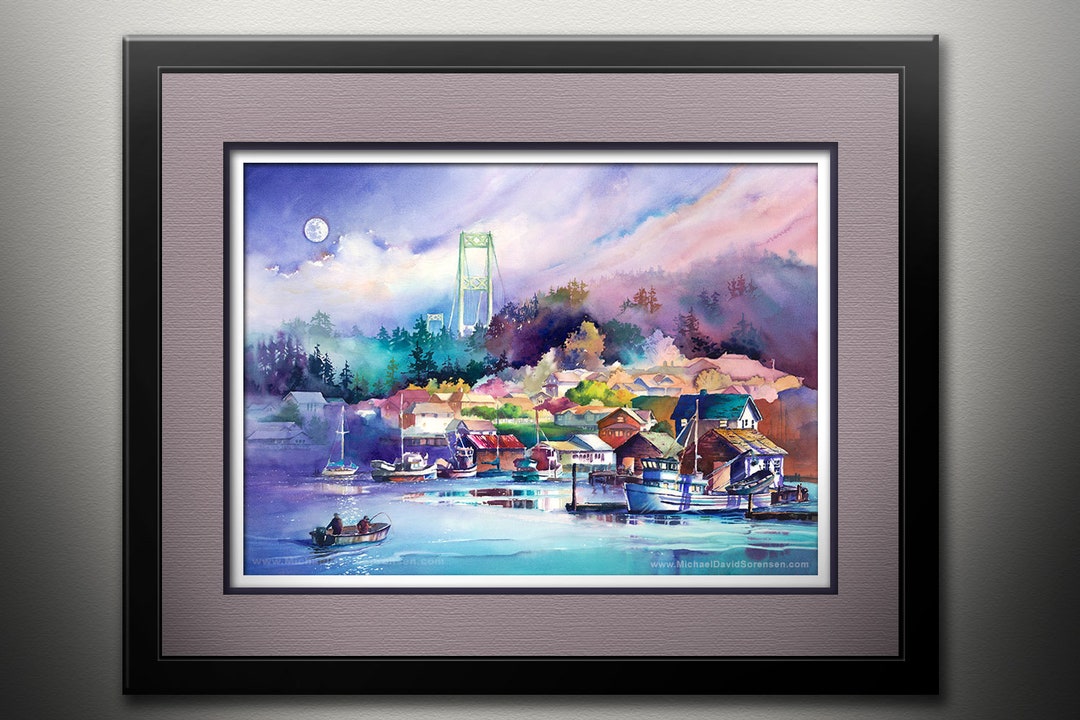 Gig Harbor Watercolor Painting – Puget Sound Art PRINT - Etsy