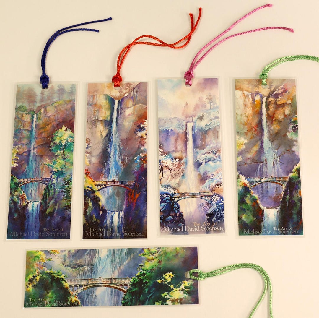 Multnomah Falls Watercolor Bookmarks, Columbia River Gorge Watercolor ...