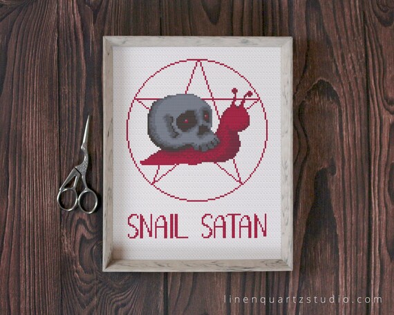 Snail Satan Cute Gothic Snail Cross Stitch Pattern | Etsy