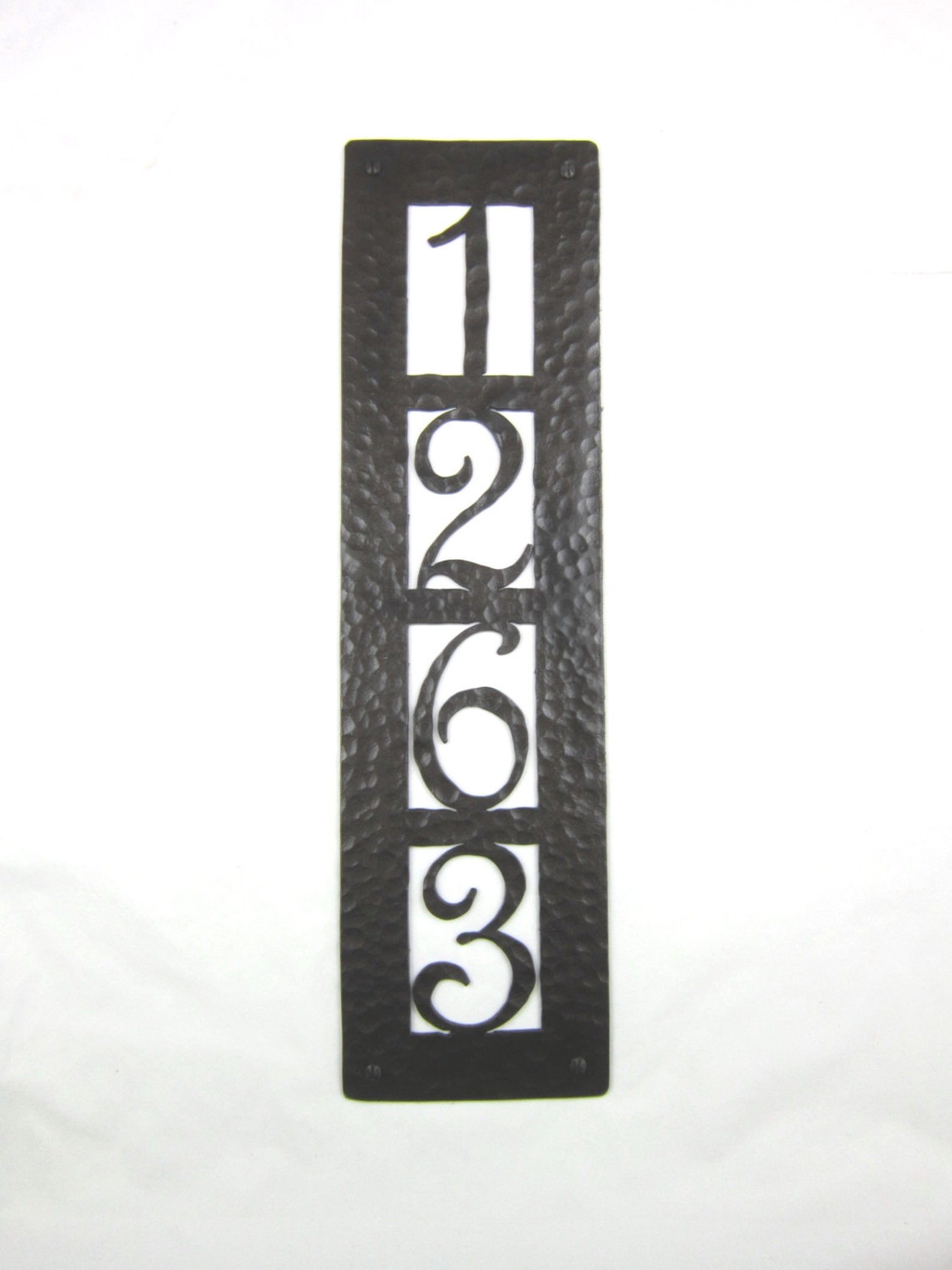 Rustic Custom Hammered Wrought Iron Address Plaque Vertical APV24 ...