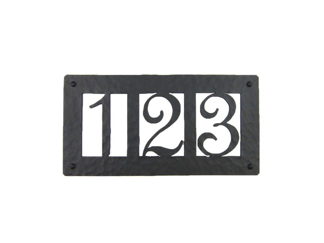 Rustic Custom Hammered Wrought Iron Address Plaque Horizontal APH23 ...
