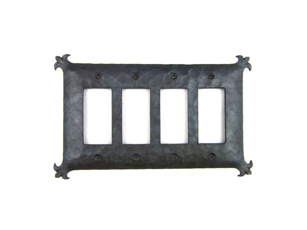 Rustic Spanish Revival Iron Switch Plate Cover 4 Gang GFI Decora Quad ...