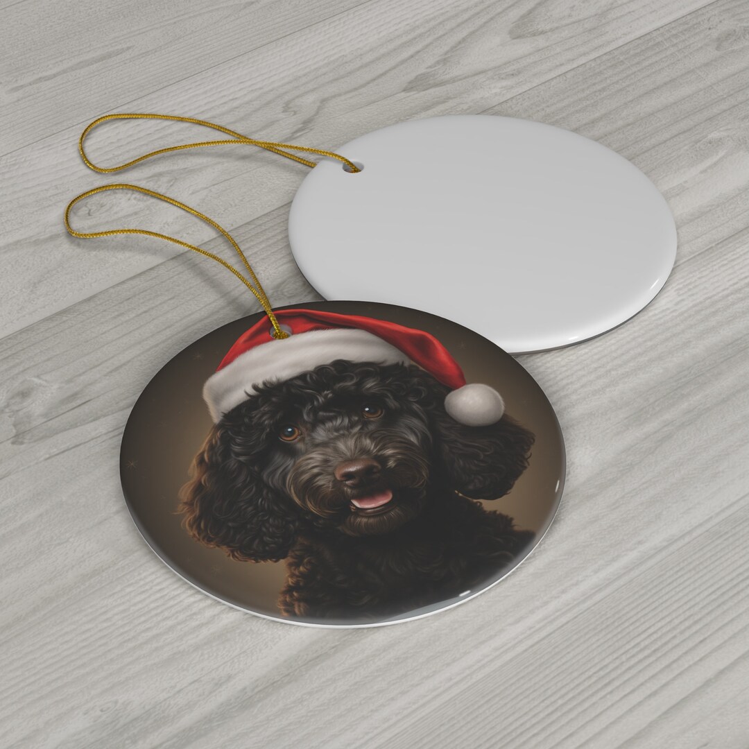 Mini Poodle Black Miniature Poodle Christmas Tree Ornament Dog in Red ...