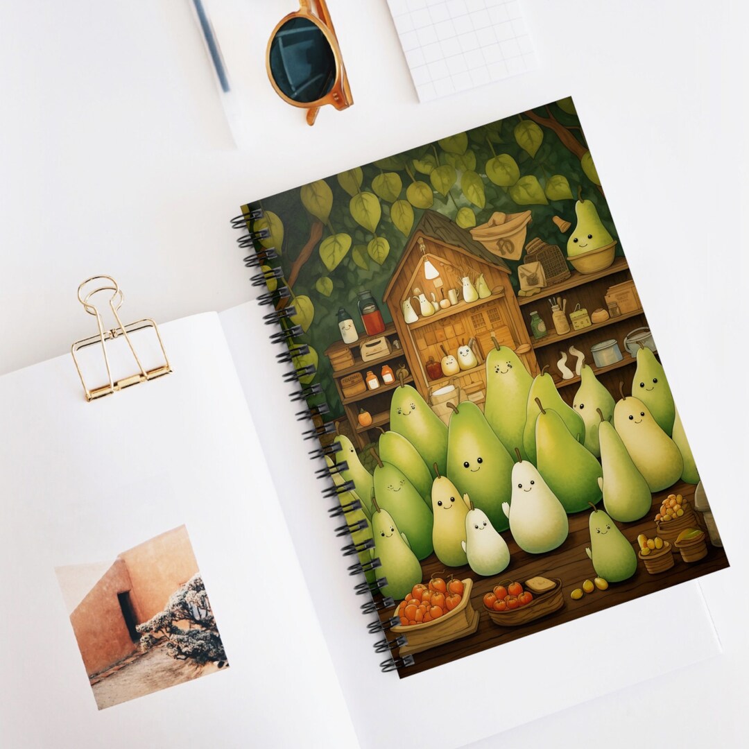 Spiral Notebook Note Book Pear Cozy Cottage Pears Illustrated Pear ...