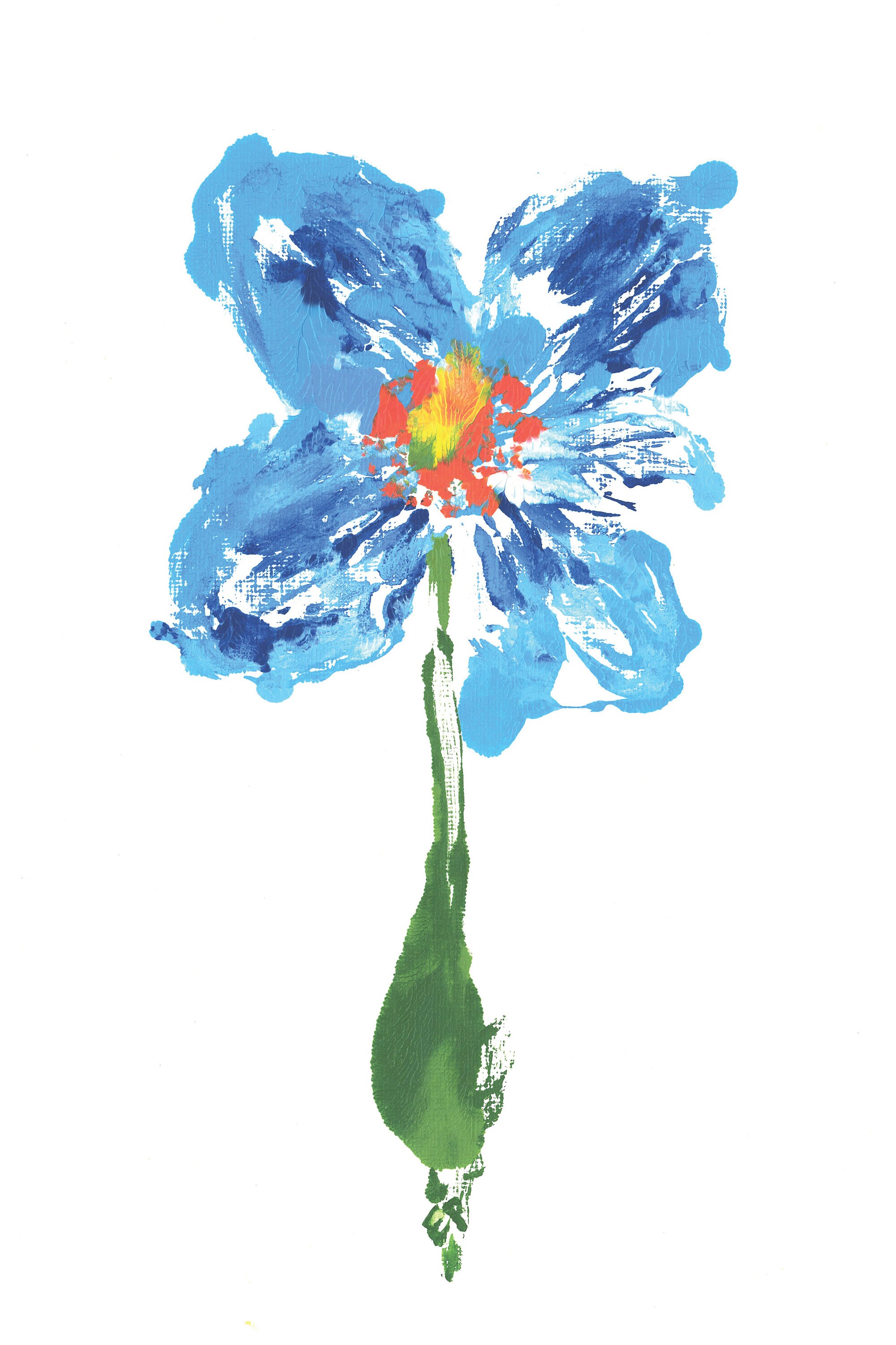 Colorful Floral Printable Art. Blue Poppy Downloadable Print. - Etsy